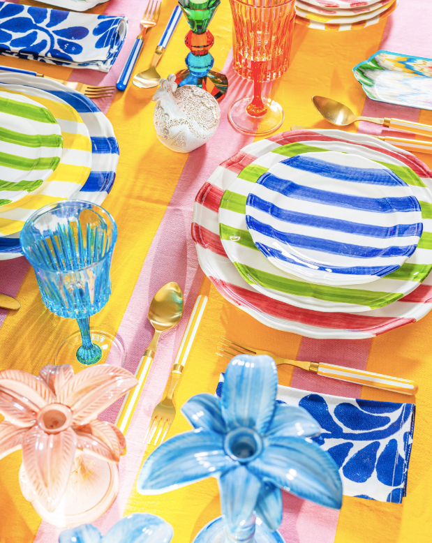 Striped Ceramic Plates - Set of 2 – hankiepankiehome